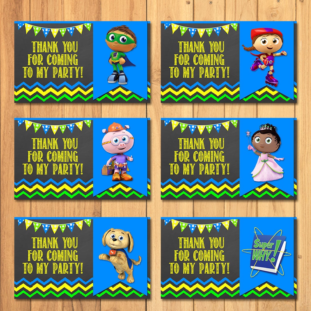 Super Why Party Tags Super Why Birthday Super Why | Etsy