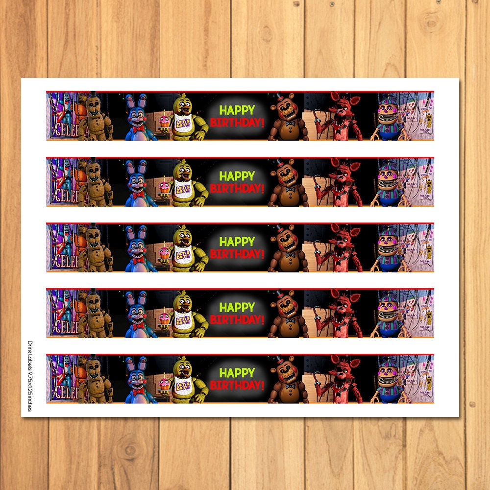 Five Nights at Freddy's Drink Labels - FNAF Birthday Party - 5 Nights ...