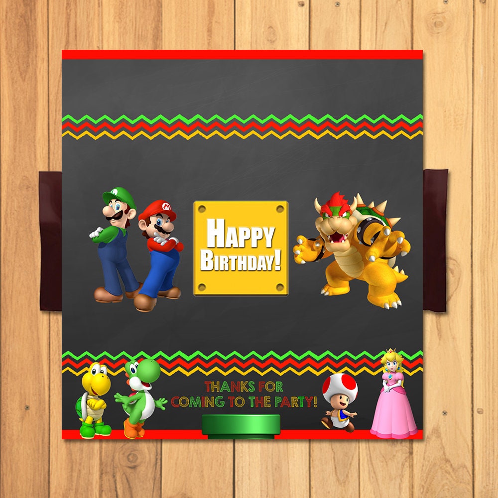 Super Mario Brothers Candy Bar Wrapper Chalkboard Super Etsy