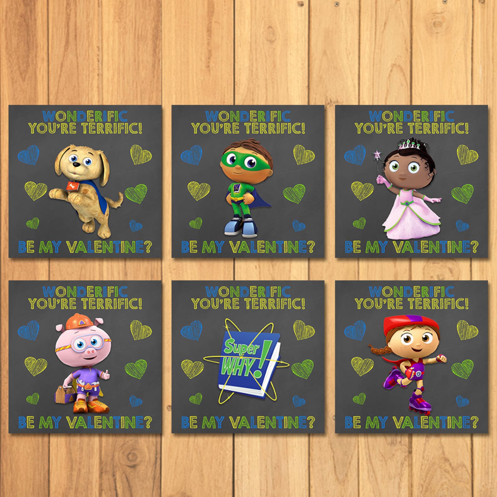 Super Why Valentine's Day Cards Chalkboard Set * Super Why School ...
