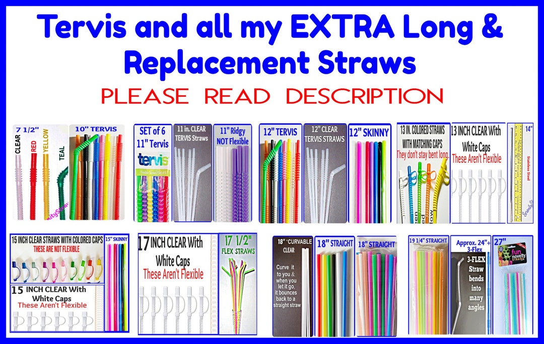 TERVIS & Other X-long Replacement Straws, 7 1/2 27 Long, 1/4 3/8 Wide ...