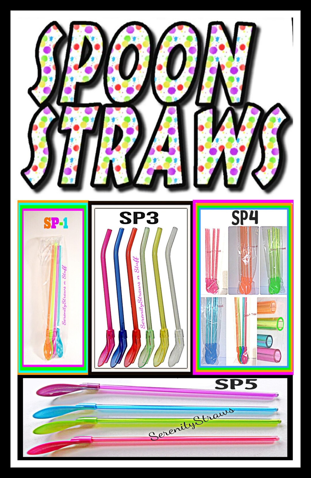 SPOON STRAWS!! Multi-colored , 4 Styles to Pick From!! - Etsy