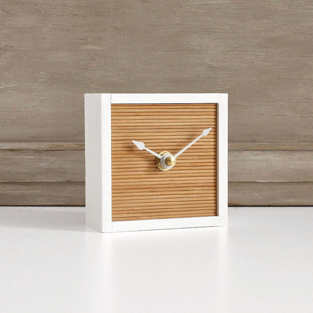 Small Boho Desk Clock, Modern Minimalist Bamboo and Wood Table Clock ...