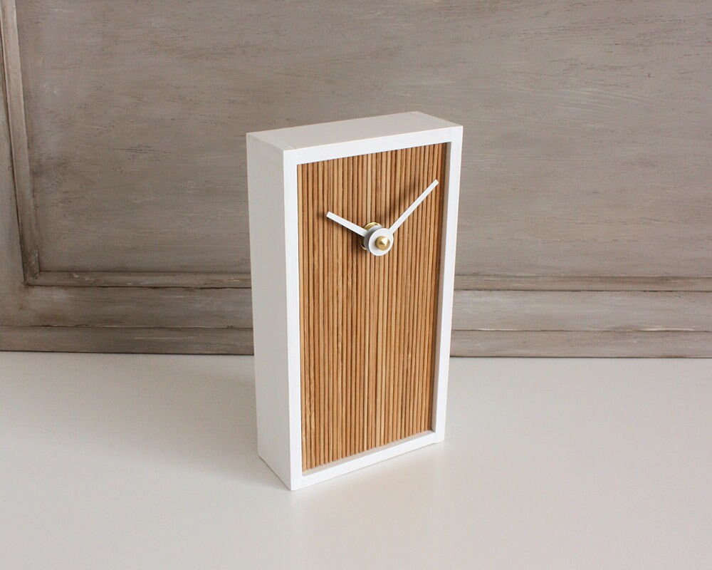 Small Rectangular Desk Clock Wood and Bamboo Modern - Etsy