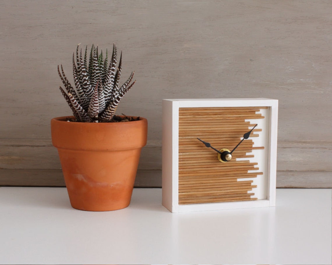 Bamboo and Wood Desk Clock Modern Minimalist Table Clock - Etsy
