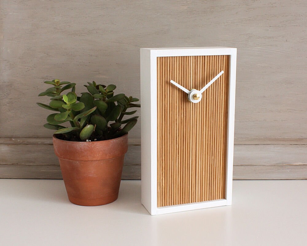 Small Rectangular Desk Clock Wood and Bamboo Modern - Etsy