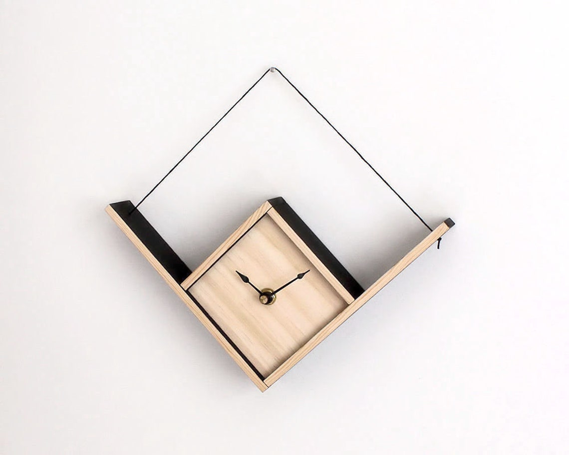 Small Hanging Wall Clock Minimalist Wood Triangle Clock - Etsy