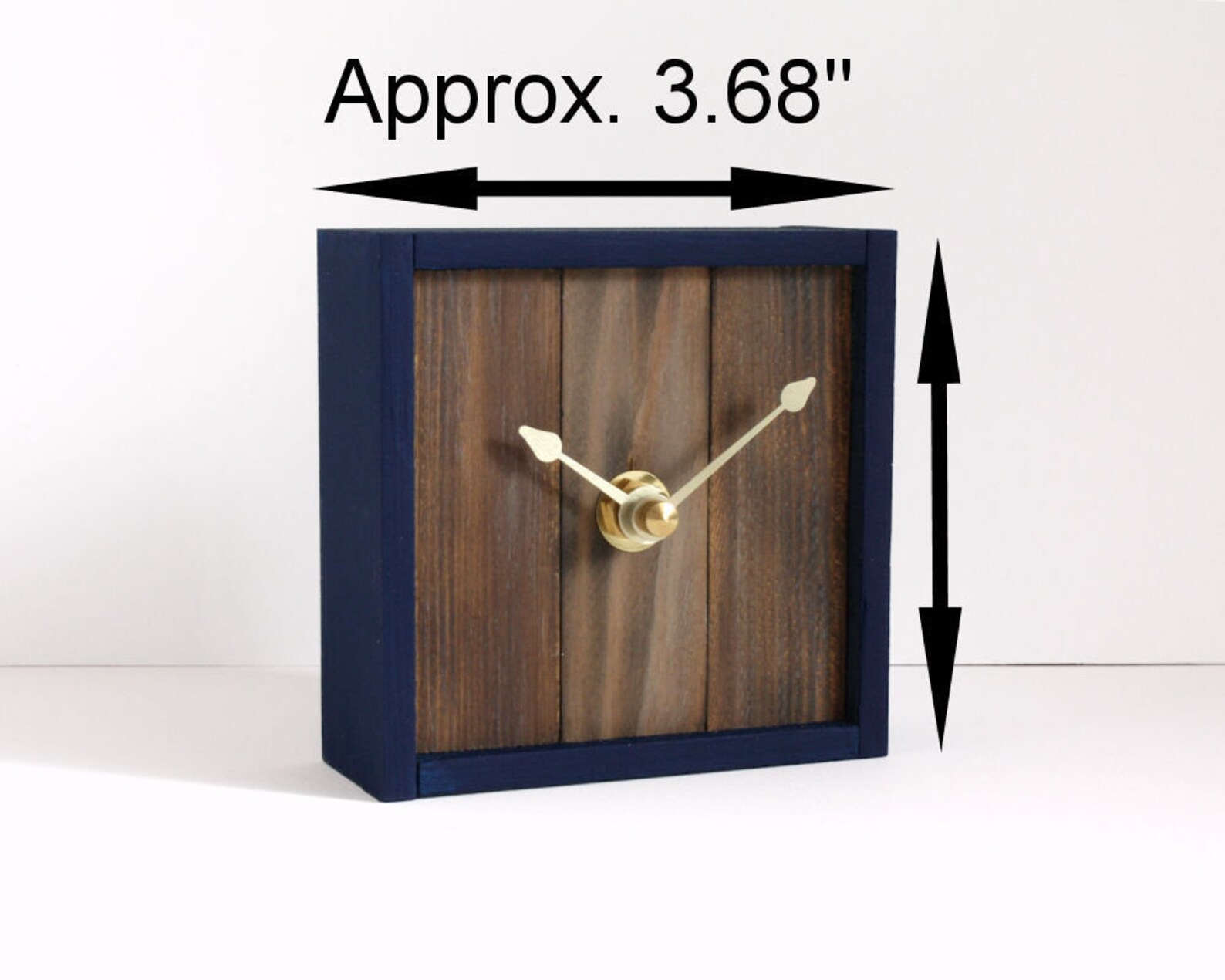 Navy Blue Framed Desk Clock Rustic Modern Small Square Wood | Etsy