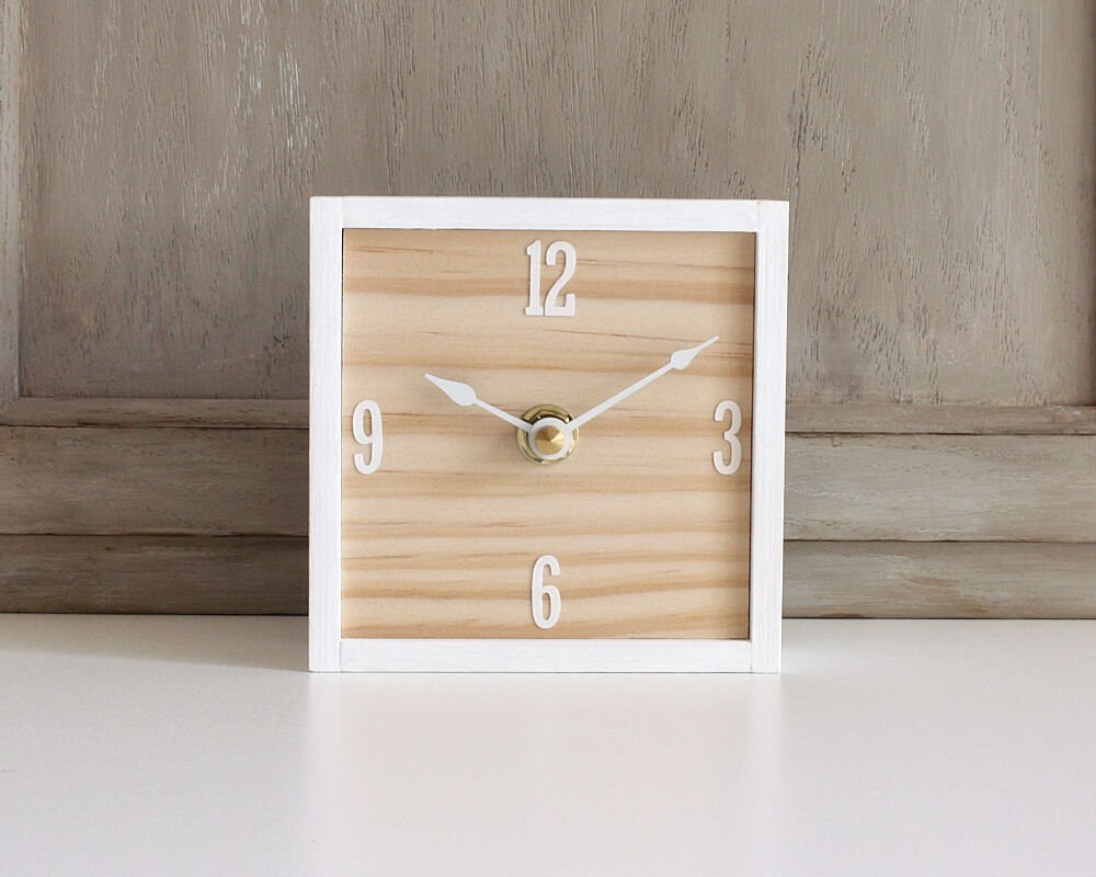Small Square Wood Desk Clock Scandinavian Style Table Clock - Etsy