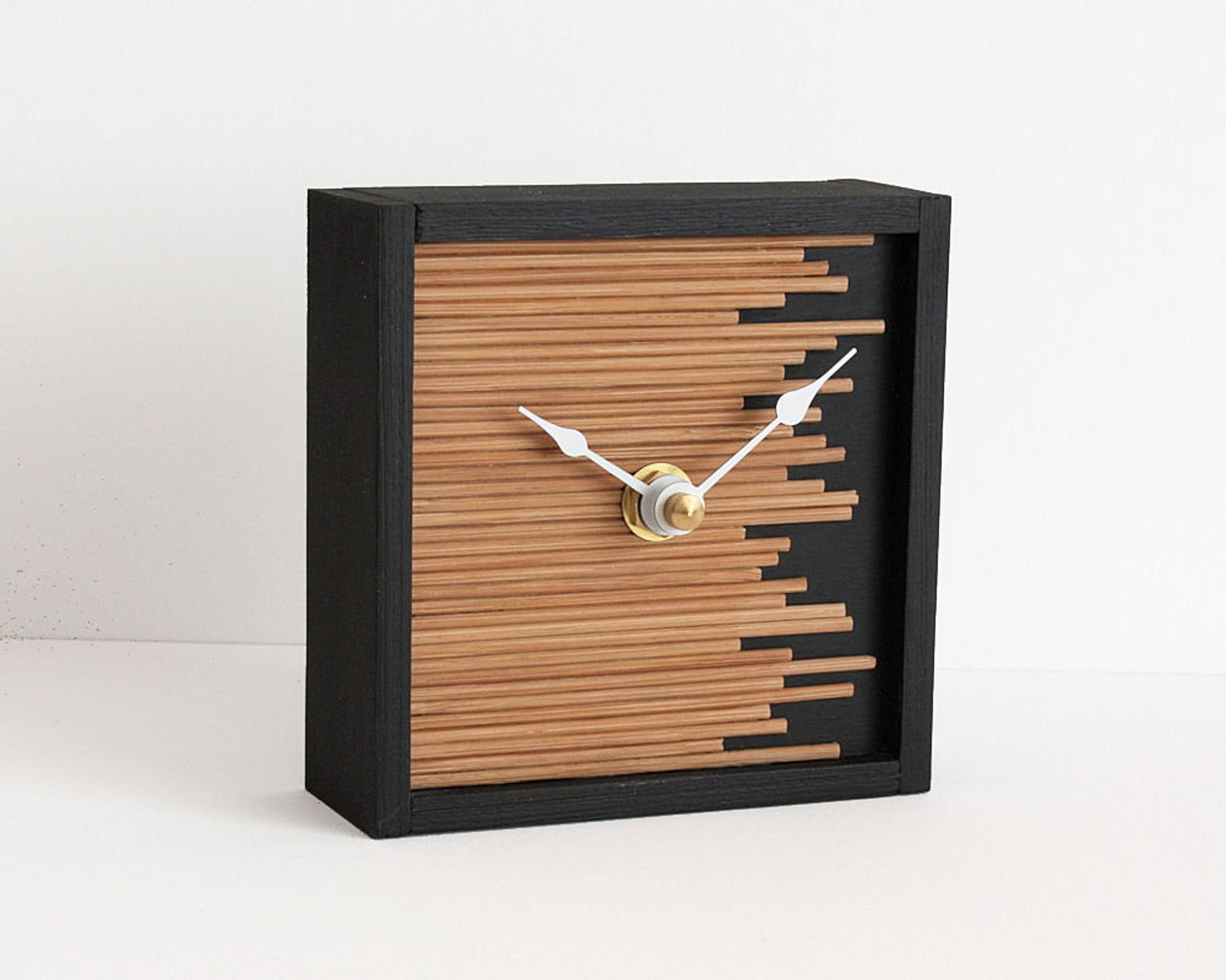 Bamboo and Wood Desk Clock Modern Minimalist Table Clock - Etsy