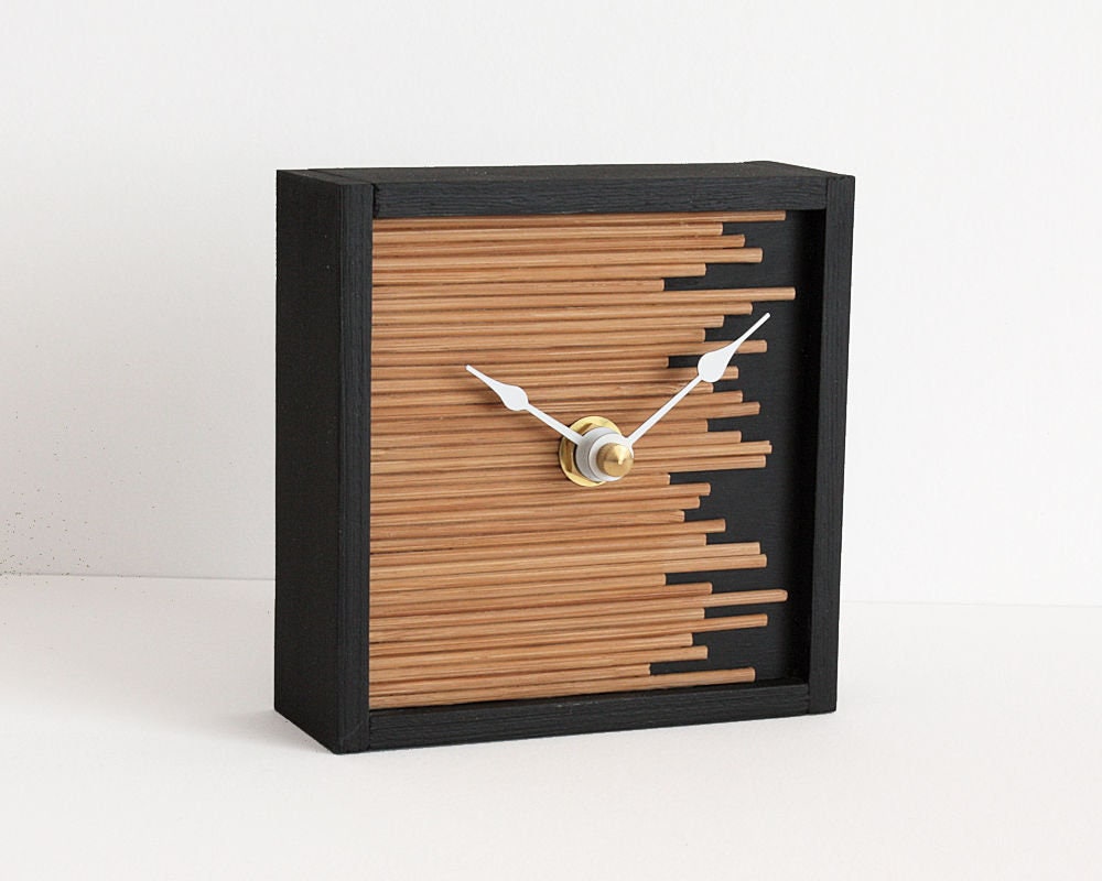 Bamboo and Wood Desk Clock Modern Minimalist Table Clock - Etsy