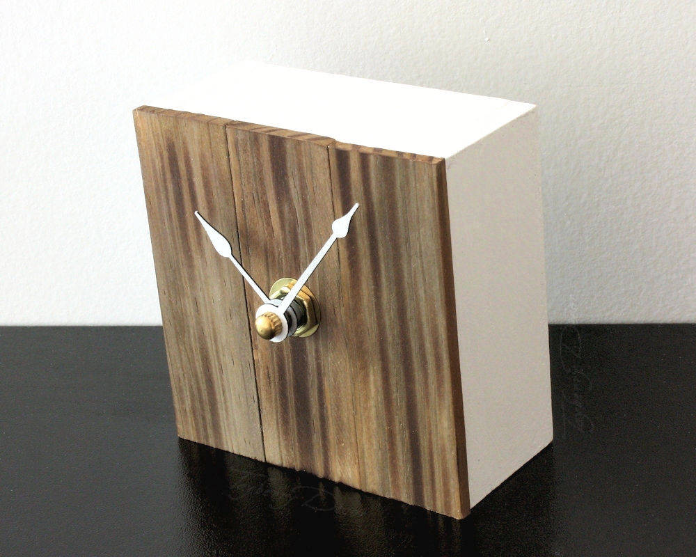 Small Wood Desk Clock Modern Rustic Handcrafted Minimalist - Etsy