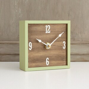 Small Square Wood Desk Clock, Green Frame, Modern Minimal - Etsy