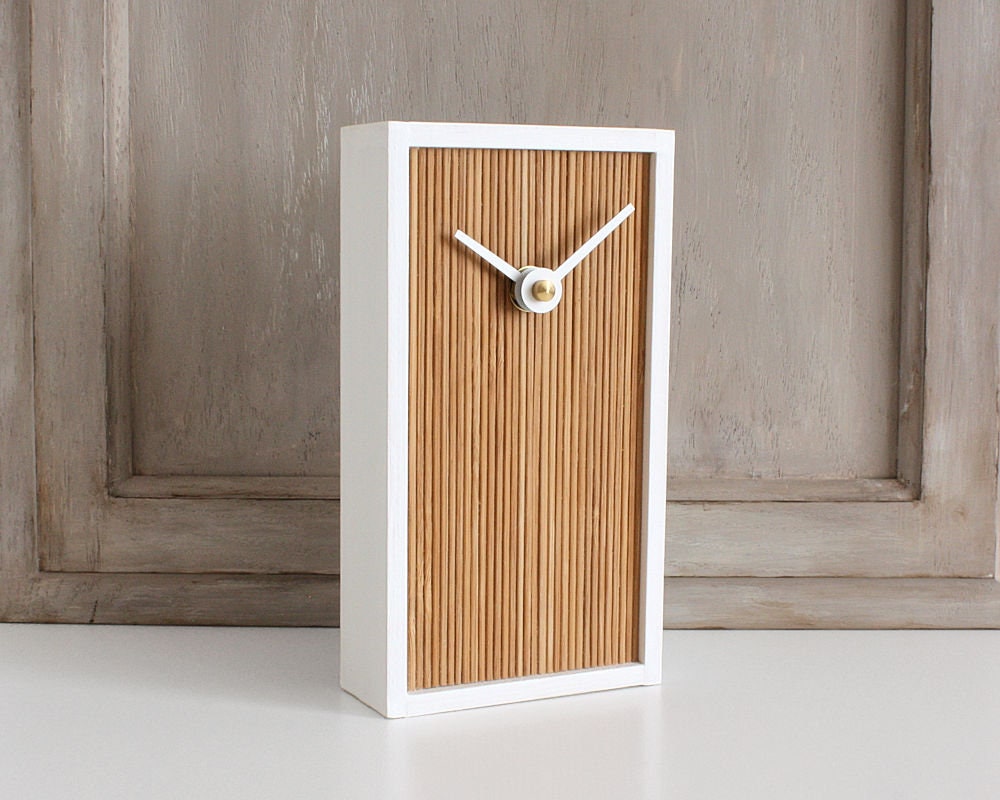 Small Rectangular Desk Clock Wood and Bamboo Modern - Etsy