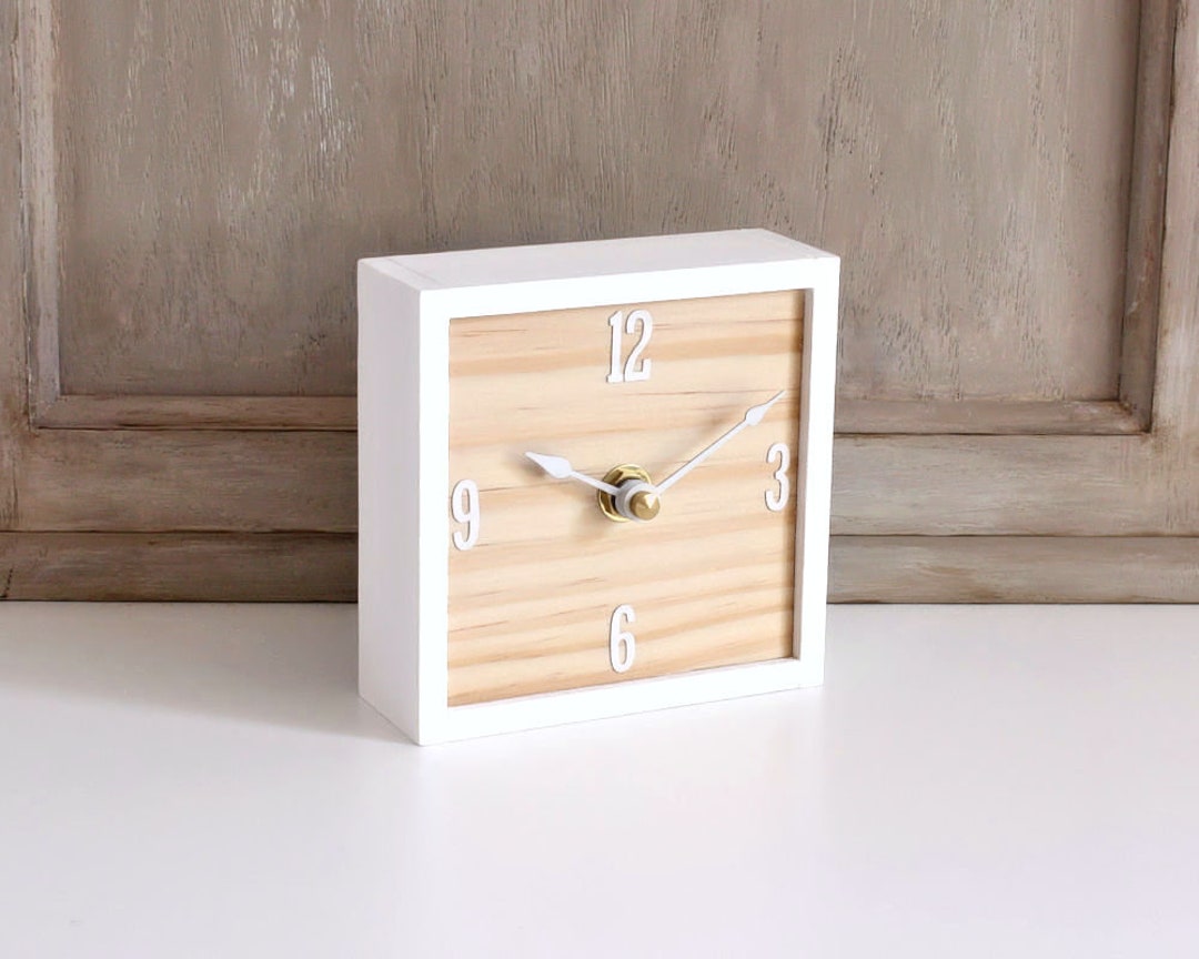 Small Square Wood Desk Clock, Scandinavian Style Table Clock - Etsy