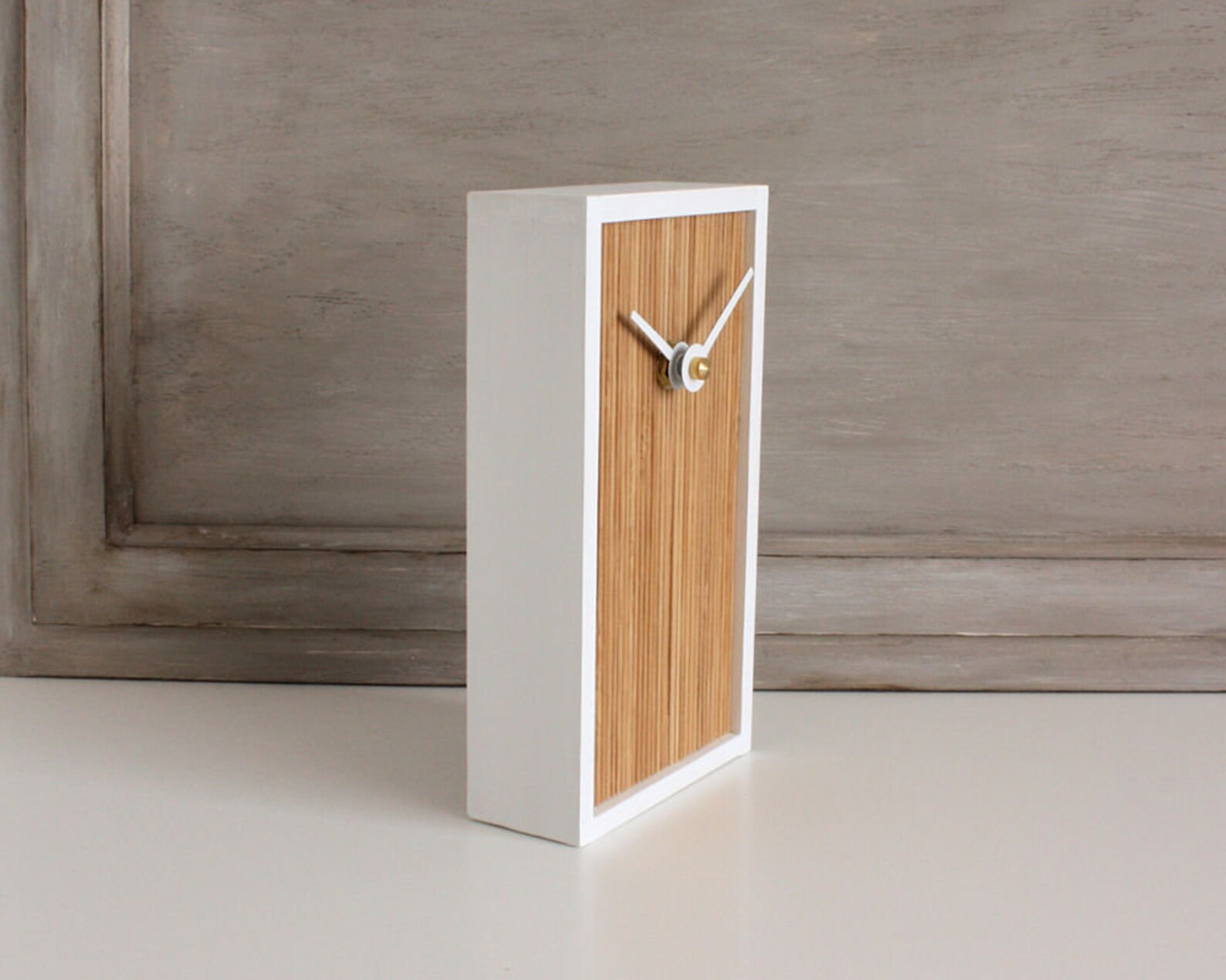Small Rectangular Desk Clock Wood and Bamboo Modern - Etsy