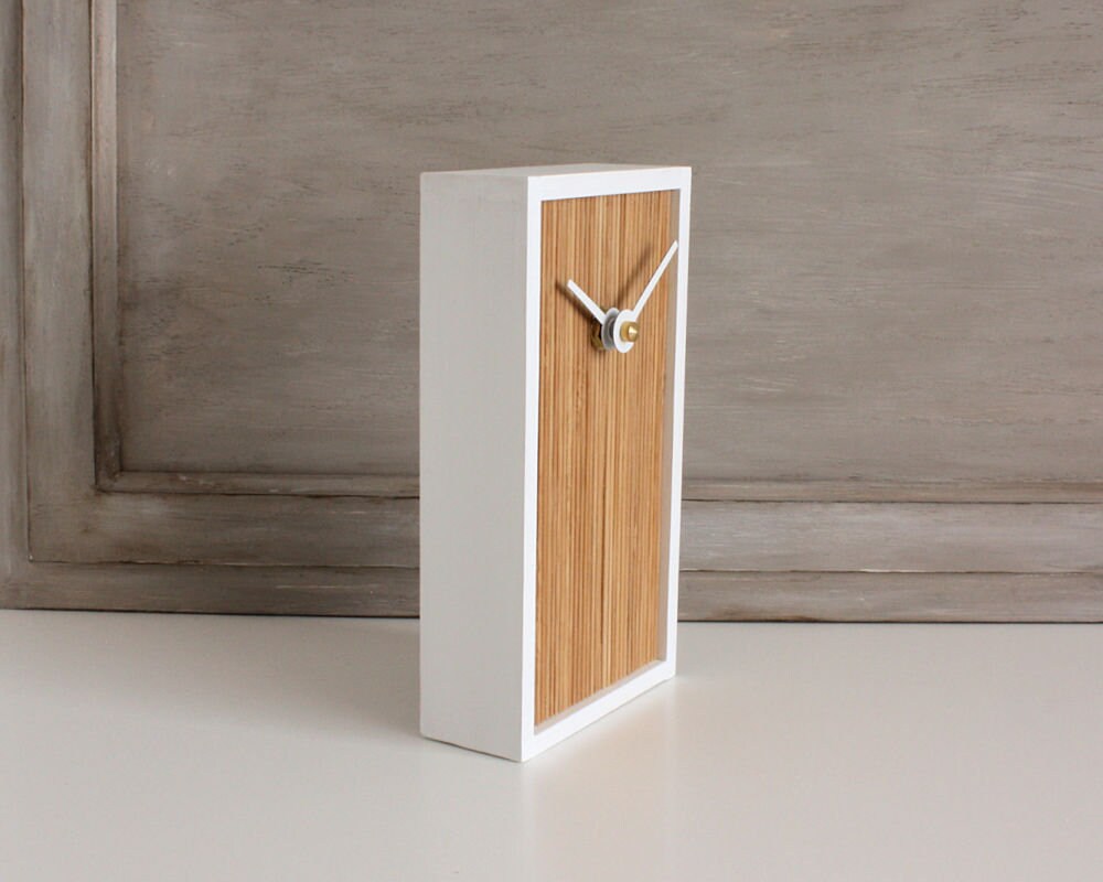Small Rectangular Desk Clock Wood and Bamboo Modern - Etsy