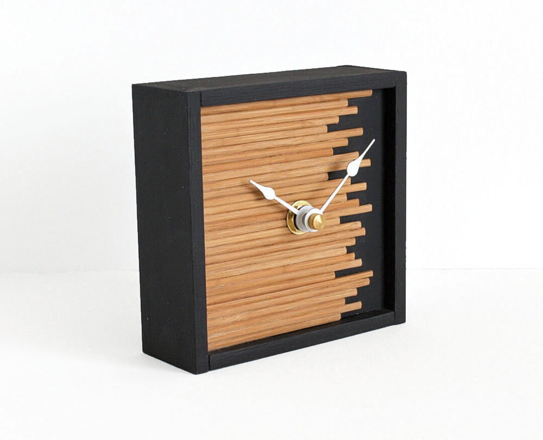 Bamboo and Wood Desk Clock Modern Minimalist Boho Table Clock - Etsy