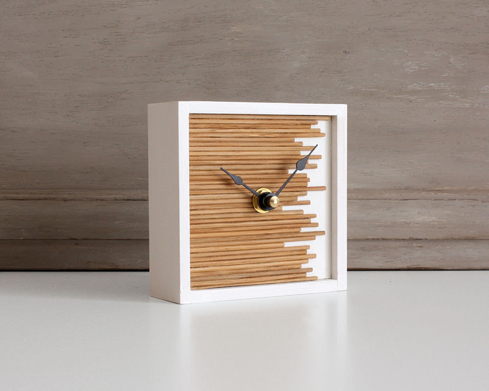Bamboo and Wood Desk Clock Modern Minimalist Table Clock - Etsy