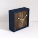 Navy Blue Framed Desk Clock Rustic Modern Small Square Wood - Etsy