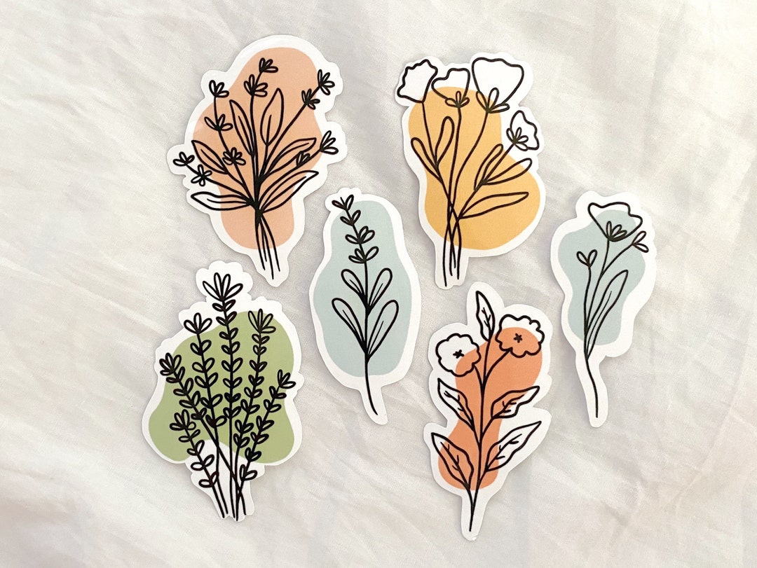 Minimalist Flower Sticker Pack - Etsy