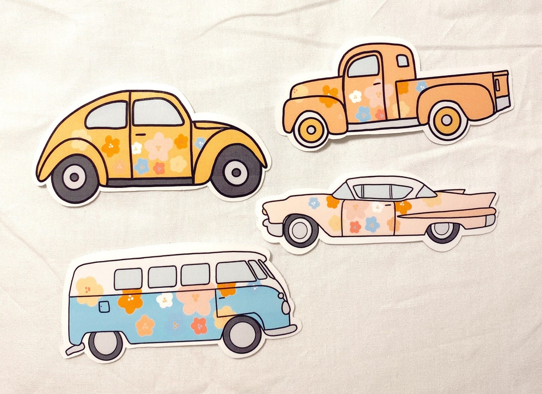 Vintage Cars Sticker Pack - Etsy