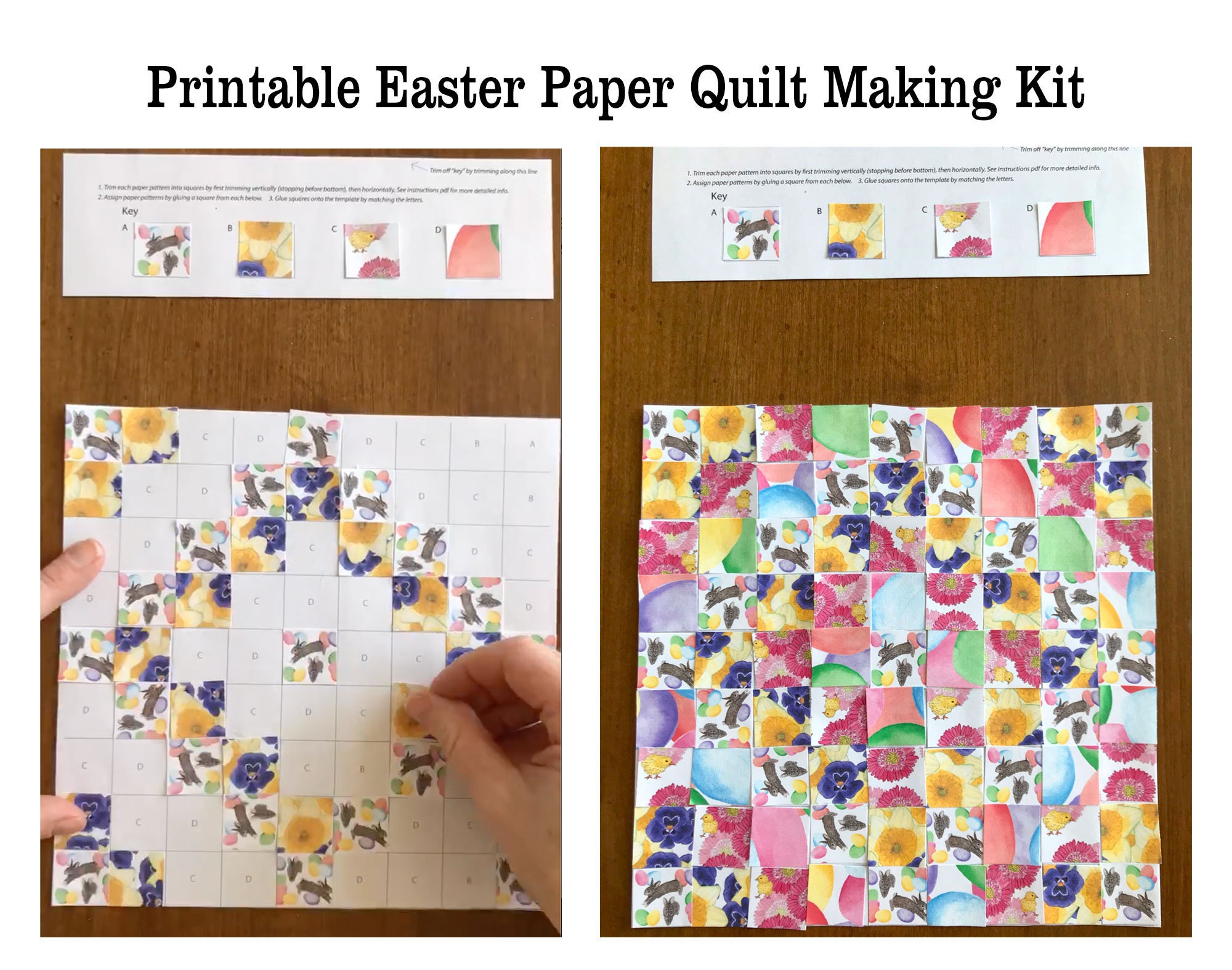 Easter Craft Spring Art Project Printable Paper Quilt Kit Kids Fun ...