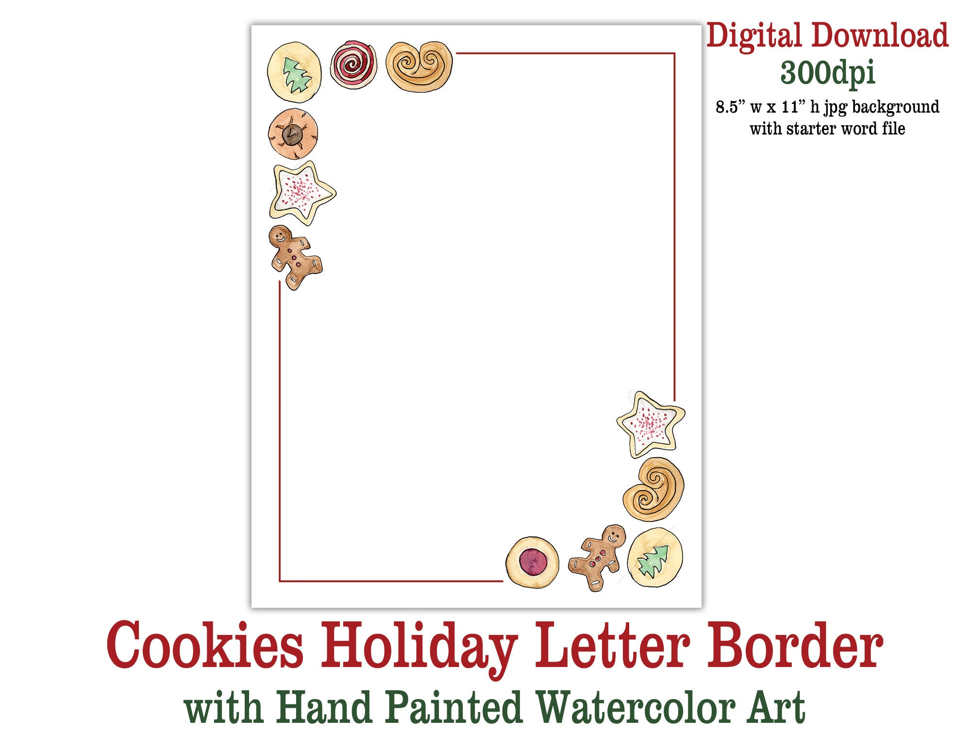 Printable Christmas Letter Christmas Cookies Holiday Border Digital ...