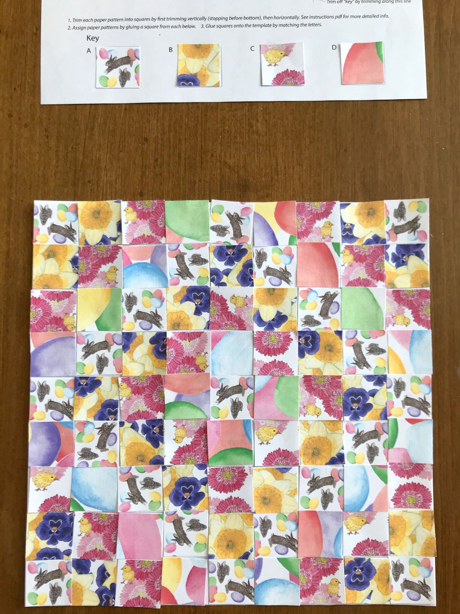 Easter Craft Spring Art Project Printable Paper Quilt Kit Kids Fun ...