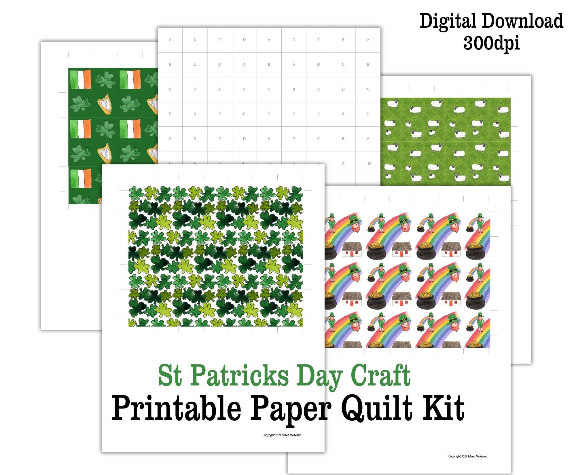 St Patricks Day Craft Printable Paper Quilt Kit St Paddys Day Art ...