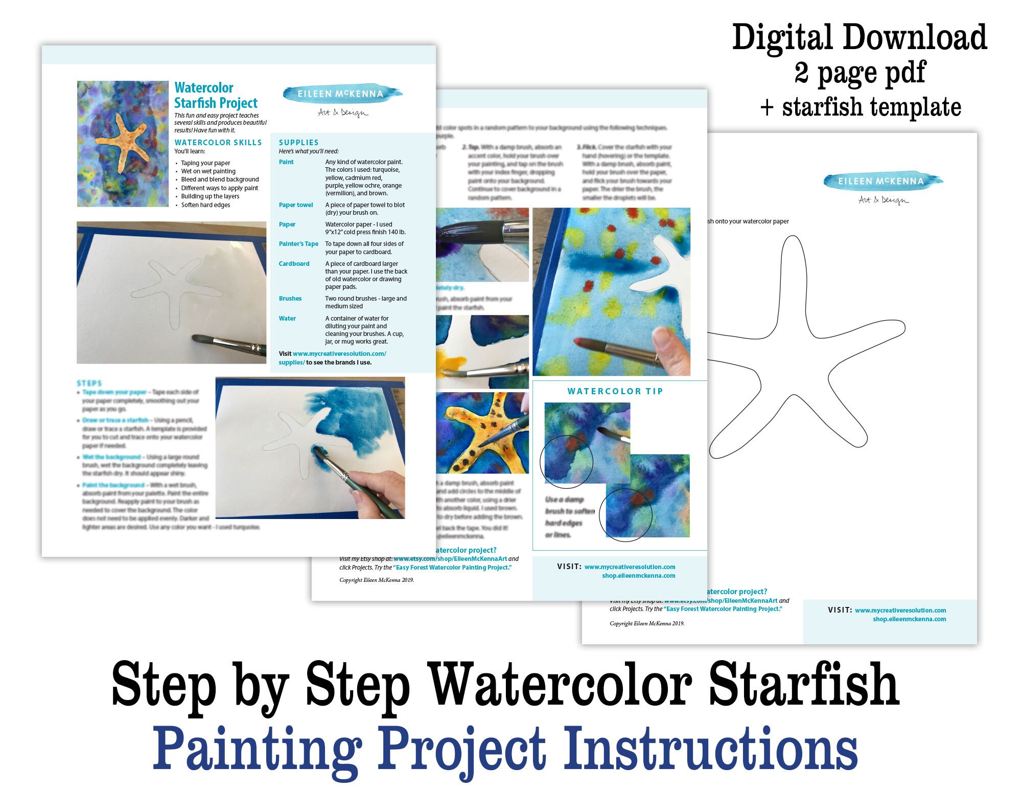 Beginner Watercolor Project How to Paint With Watercolor Starfish ...