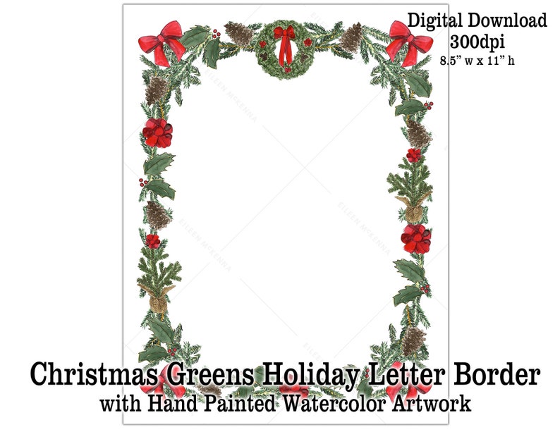Printable Christmas Letter Christmas Wreath Border Digital Download ...
