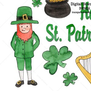 St. Patrick's Day Clipart Hand Painted Watercolor Leprechaun Rainbow ...