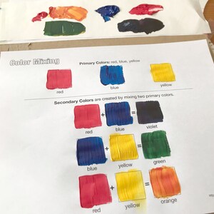 Printable Color Mixing Worksheet Set | Kids Art Class Activity Painting ...