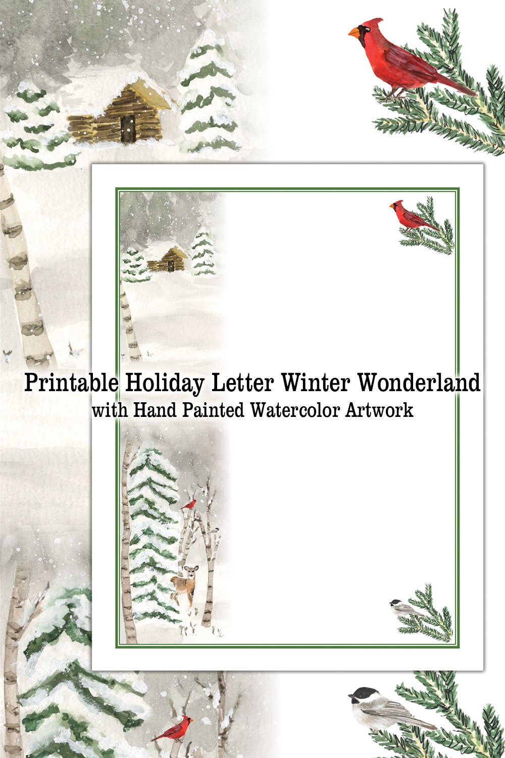Printable Holiday Letter Winter Wonderland Border Digital Download ...