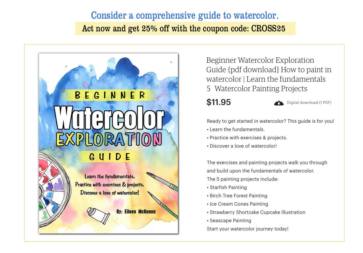 Watercolor Seascape Lesson Printable Tutorial | How to Paint Ocean ...