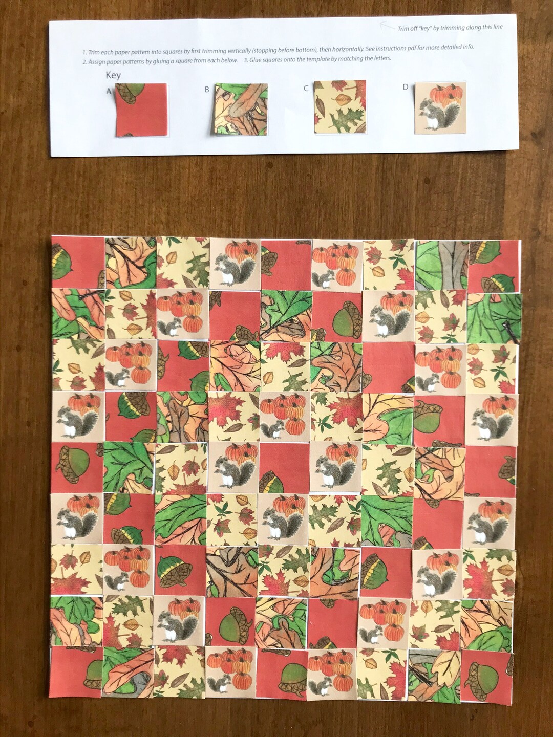 Fall Paper Quilt Craft Kit | Autumn Leaves, Squirrel, Pumpkin (digital ...