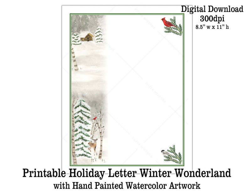 Printable Holiday Letter Winter Wonderland Border Digital Download ...