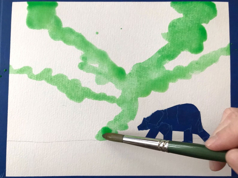 Beginner Watercolor Polar Bear Northern Lights Painting Tutorial | How ...
