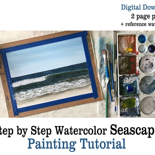 Watercolor Seascape Lesson Printable Tutorial How to Paint - Etsy