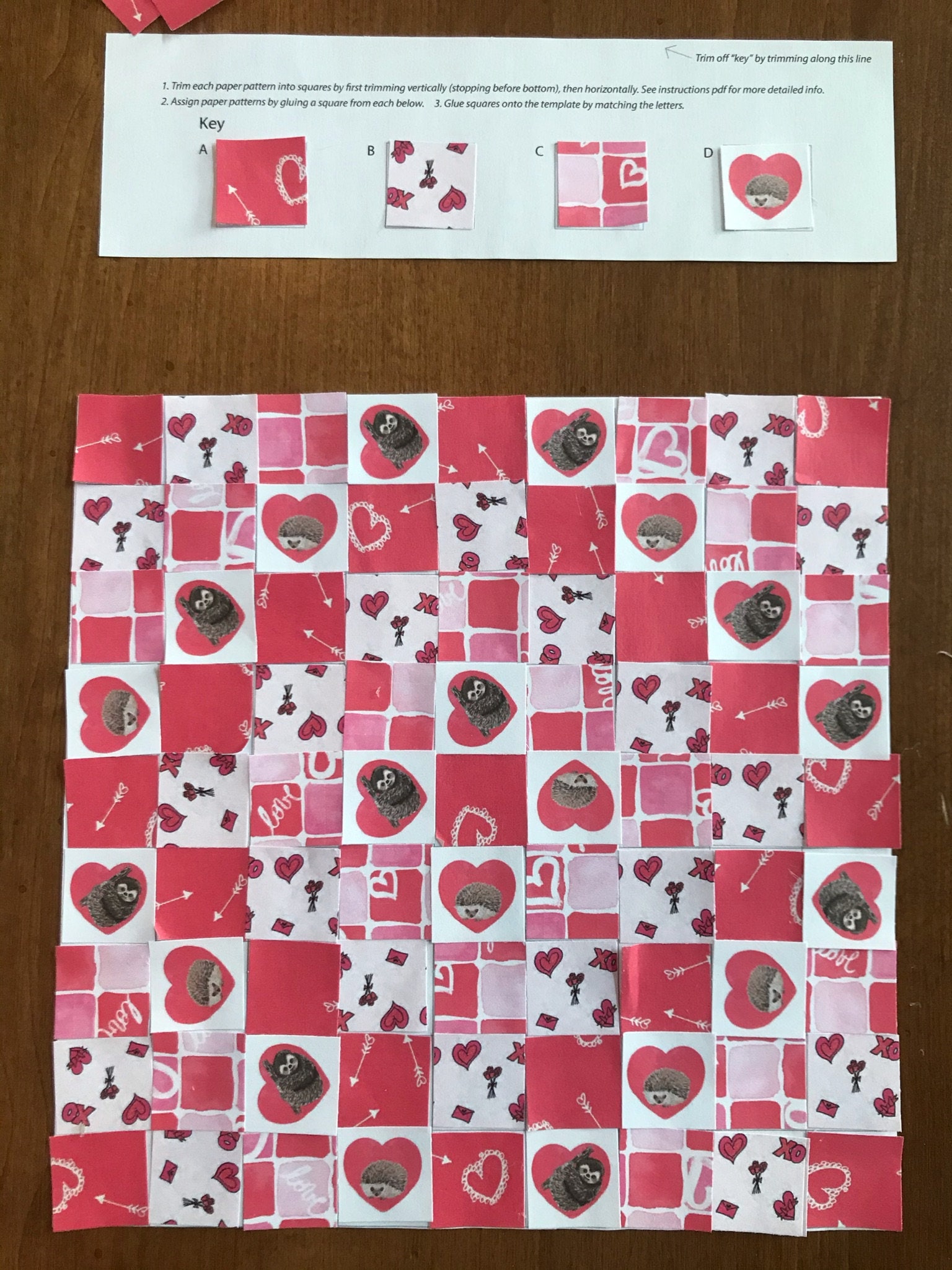 Valentine's Day Printable Craft Valentine Paper Quilt Making Kit ...