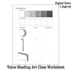 Drawing Lesson Shading Worksheet Printable Value Scale Kids Art Lesson ...