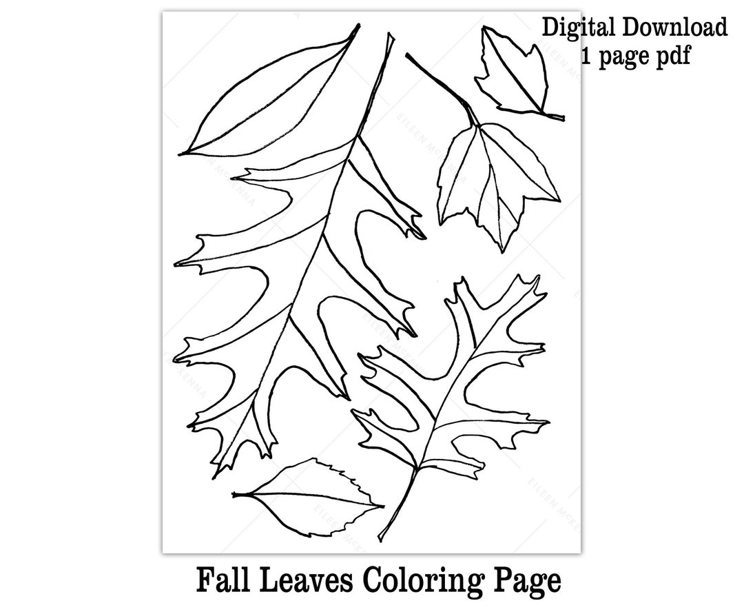 Fall Leaves Coloring Page Printable Thanksgiving Coloring Sheet Fun ...