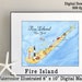 Fire Island Map Watercolor Illustrated Map Long Island Beach - Etsy