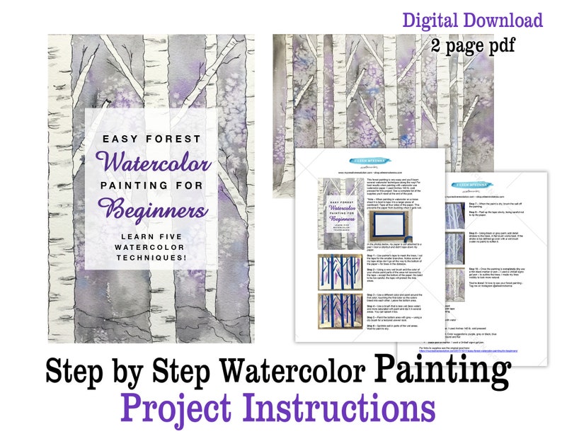 Step by Step Watercolor Painting Project Printable Instructions Easy ...