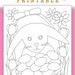 Easter Coloring Page Printable Bunny With Basket Eggs Spring Flowers ...