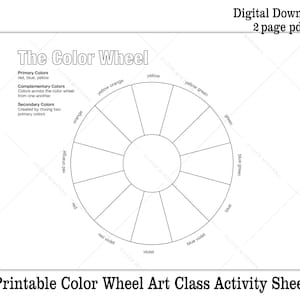 Printable Color Wheel AND BW Coloring Sheet | Kids Art Class Activity ...