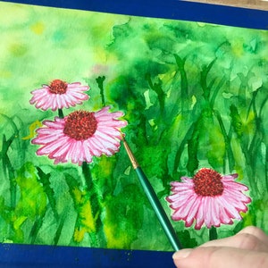 Flower Painting Lesson Beginner Watercolor Painting Tutorial Spring Art ...