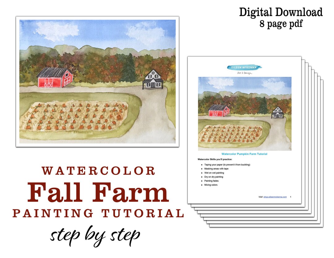 Fall Watercolor Painting Project | Kids Fall Farm Watercolor Art Lesson ...