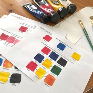Printable Color Mixing Worksheet Set | Kids Art Class Activity Painting ...